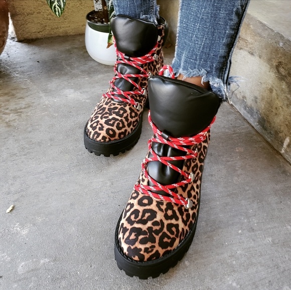 Shoes | The Naudia Leopard Combat Boots | Poshmark